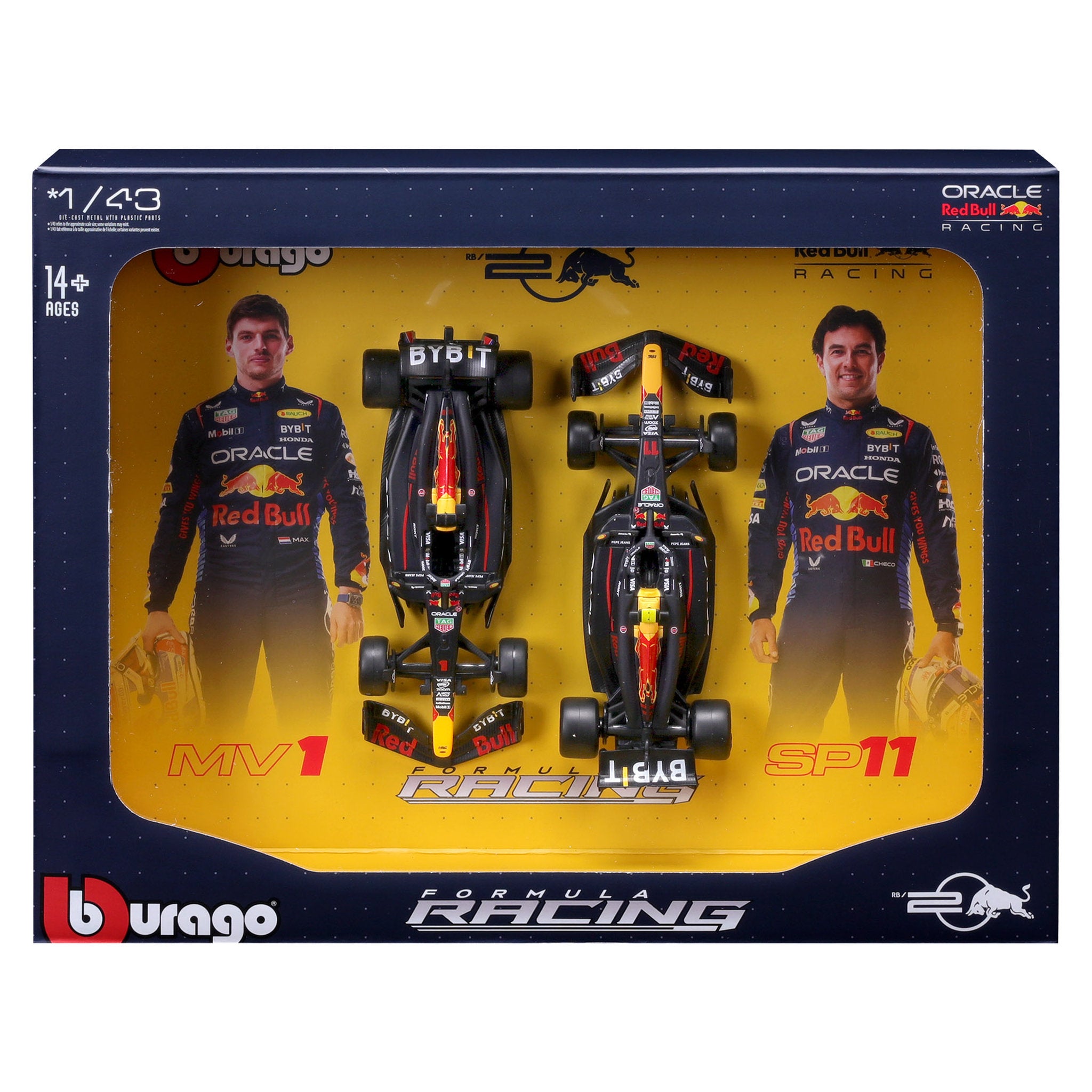 Bburago 1:43 2024 Oracle Red Bull Racing RB20 Set - #1 Verstappen & #1 ...