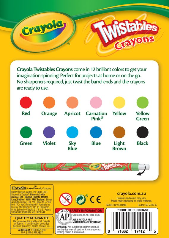 Crayola Twistables Crayons 12 Pack – Toyworld NZ