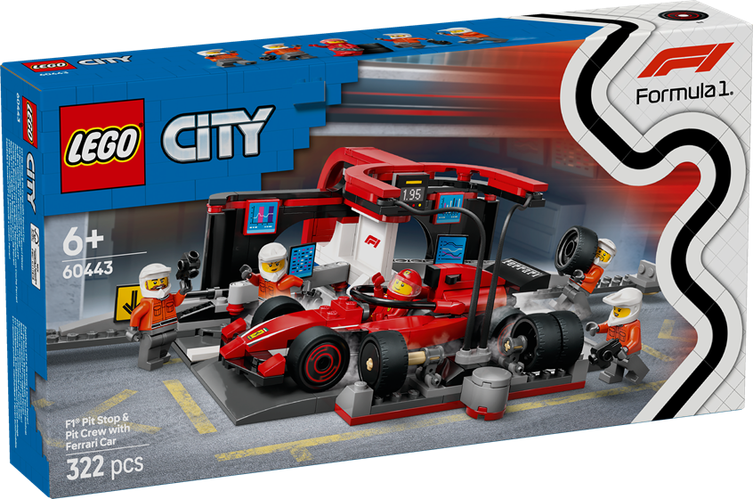 LEGO 60443 City F1 Pit Stop & Pit Crew with Ferrari Car – Toyworld NZ