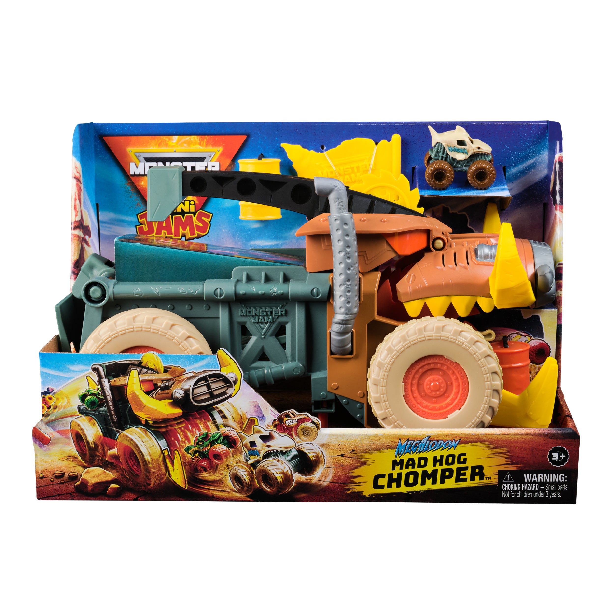 Monster Jam Mini Jams Megalodon Mad Hog Chomper – Toyworld NZ