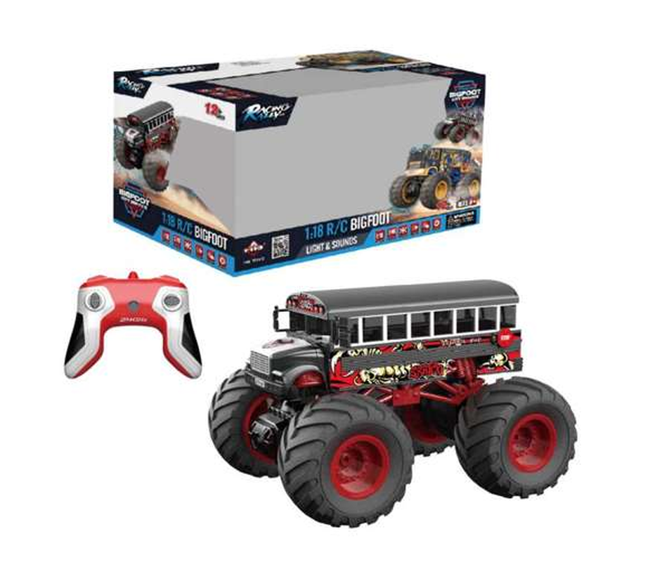 Racing Rally 1:18 Remote Control Bigfoot With Lights & Sounds Black Bu ...
