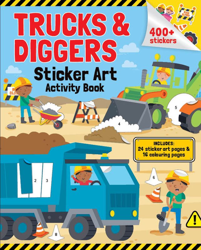 TRUCKS & DIGGERS STICKER ART ACTIVITY BOOK – Toyworld NZ