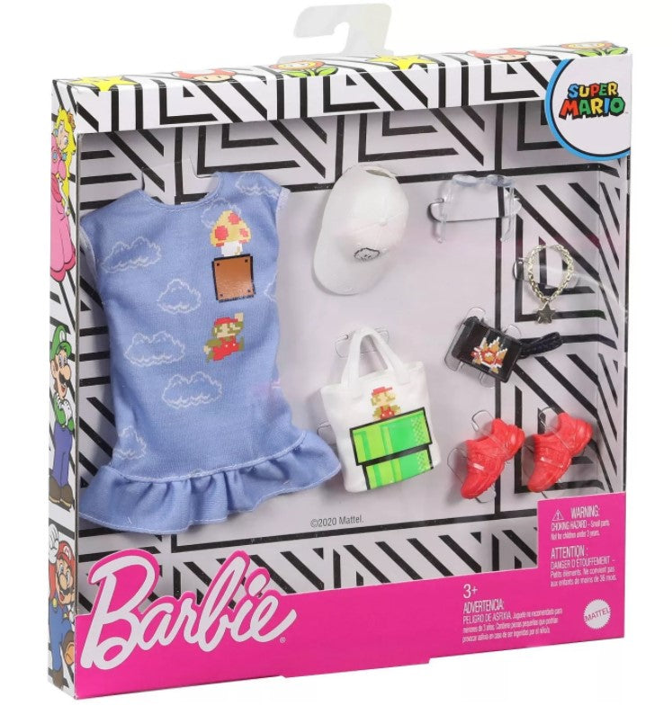 Barbie Storytelling Super Mario Fashion Pack Blue Dress – Toyworld NZ