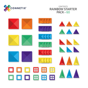 CONNETIX Magnetic Tiles 60 Piece Rainbow Starter Pack – Toyworld NZ