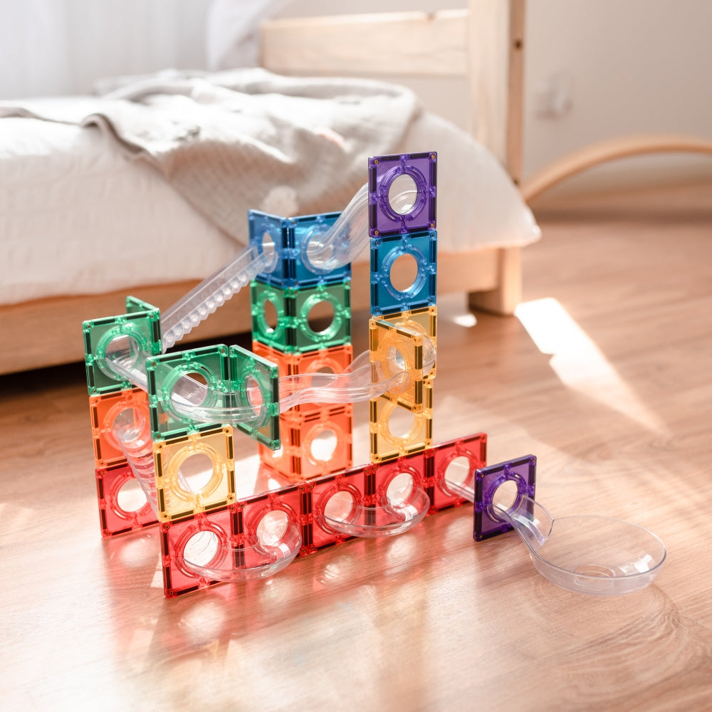 CONNETIX Magnetic Tiles 92 Piece Rainbow Ball Run Pack – Toyworld NZ