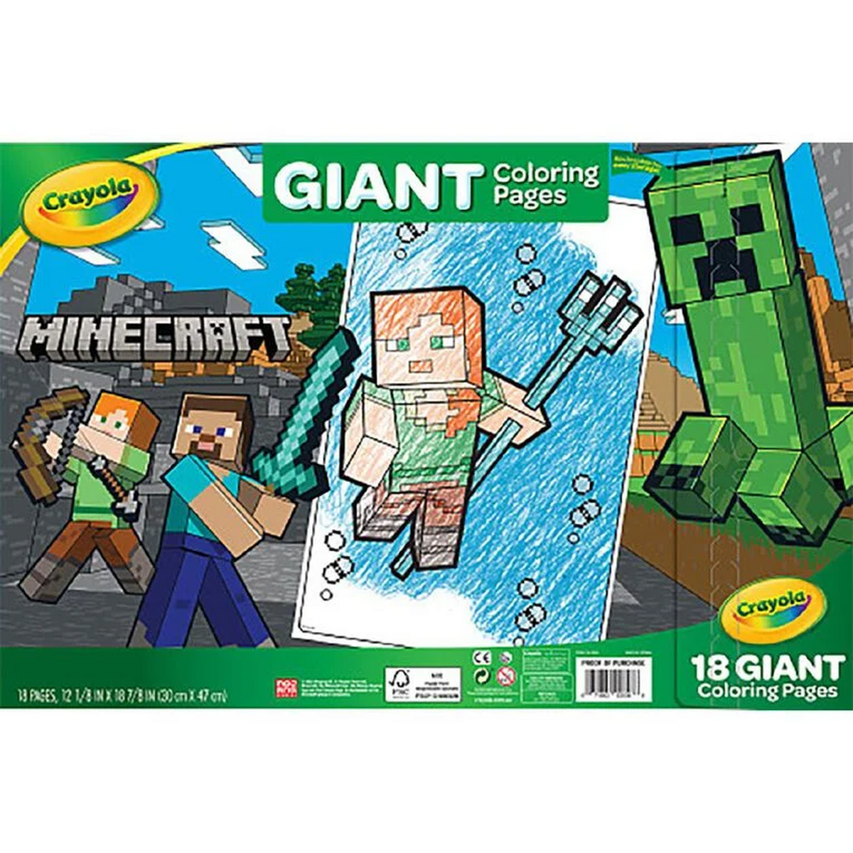 Crayola Giant Colouring Pages Foldalope Minecraft 18 Pages – Toyworld NZ