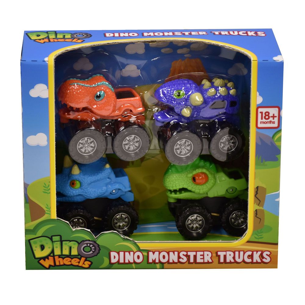 Dino Wheels Dino Monster Trucks 4 Pack – Toyworld NZ