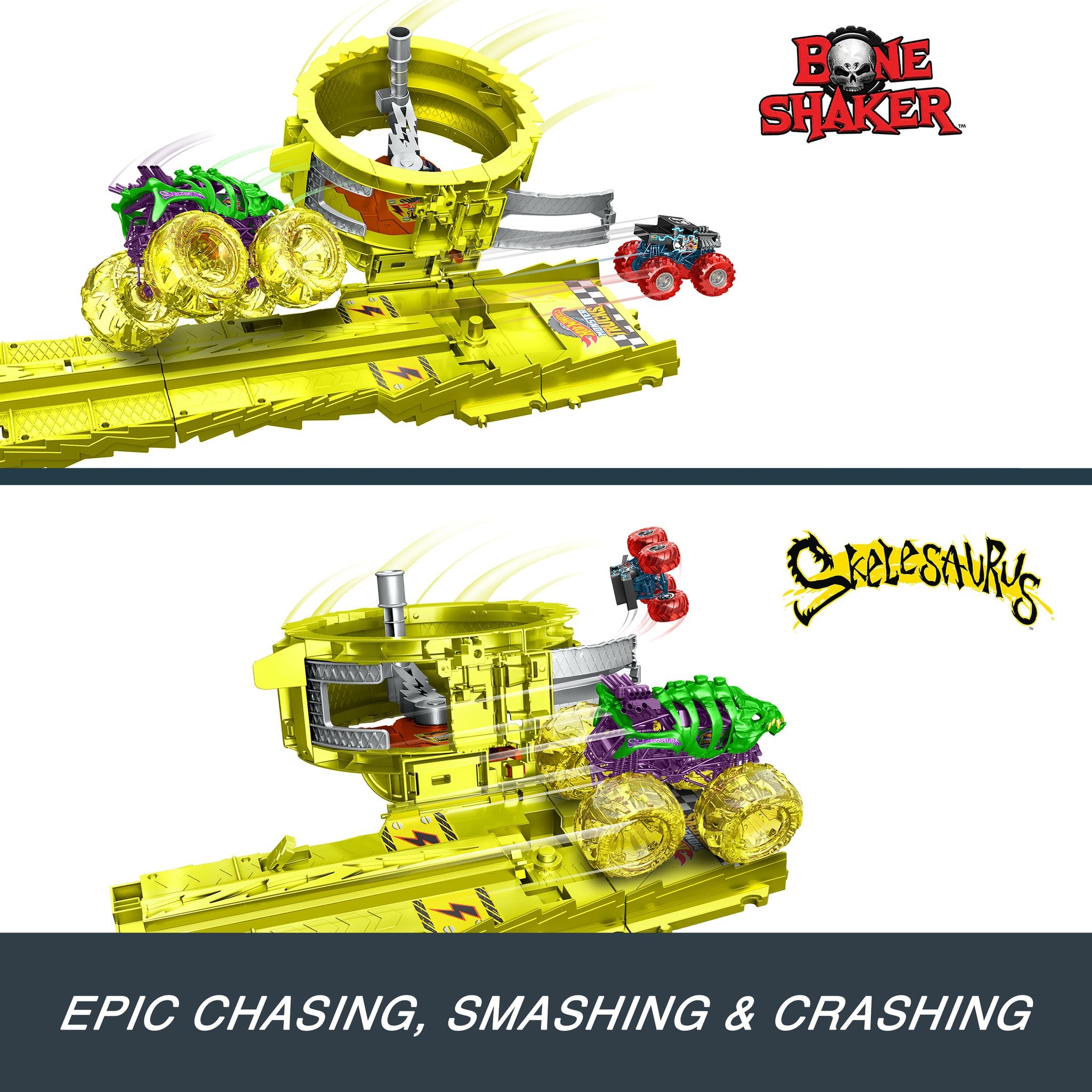 Hot Wheels Monster Trucks Power Smashers Chase Challenge Trackset ...