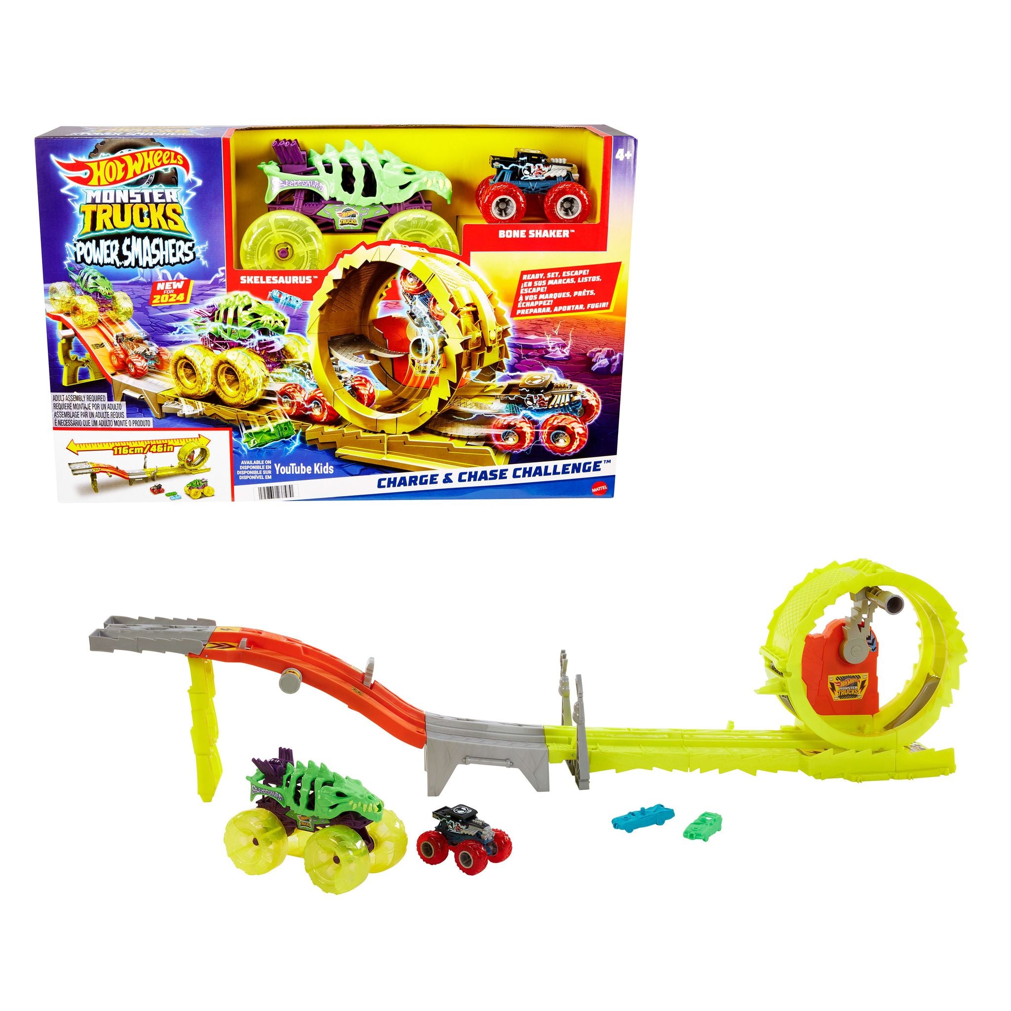 Hot Wheels Monster Trucks Power Smashers Chase Challenge Trackset ...