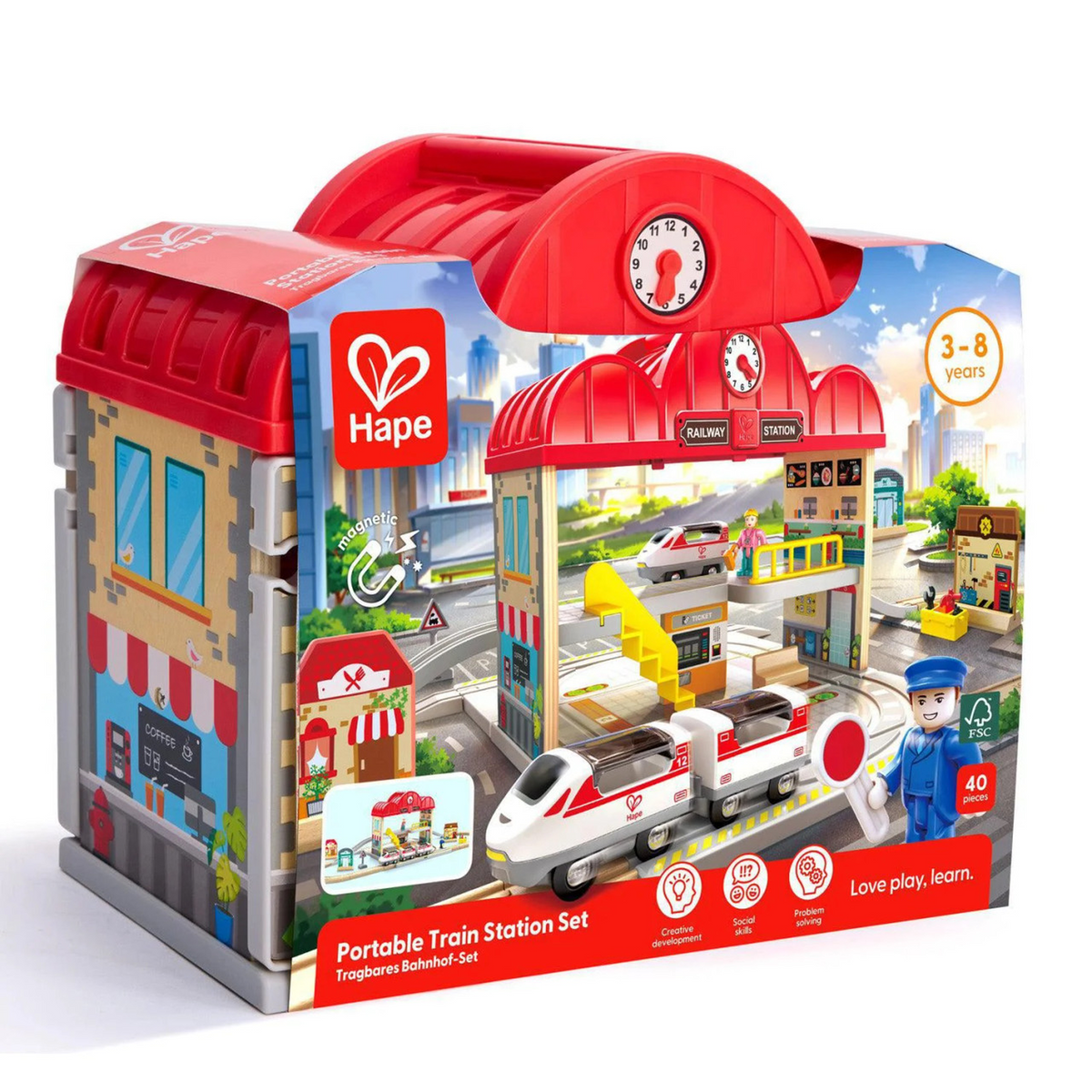 Hape Portable Train Station Set – Toyworld NZ