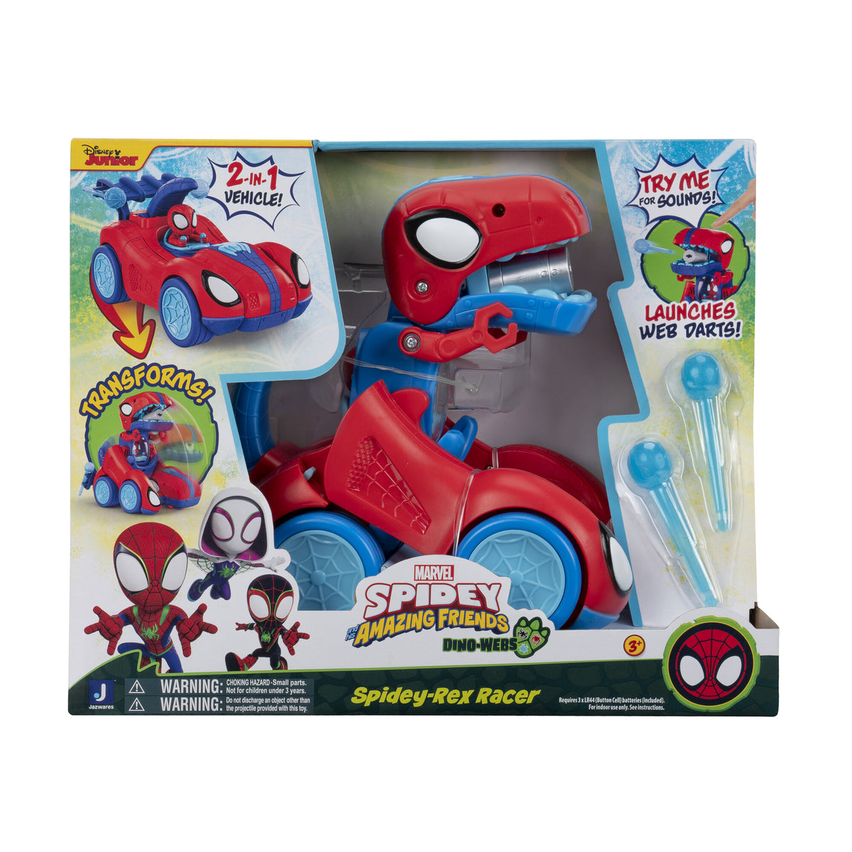 Spidey & His Amazing Friends Spidey-Dino Racer Transforming Vehicle ...